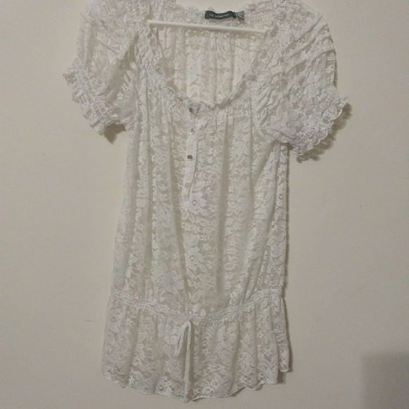 NY Collection | Tops | Ny Collections White Lace Tunic Top | Poshmark